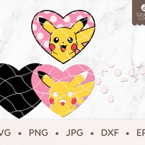 Pikachu Valentine SVG, Pikachu Heart SVG, Polka Dot Heart, Love, Svg ...