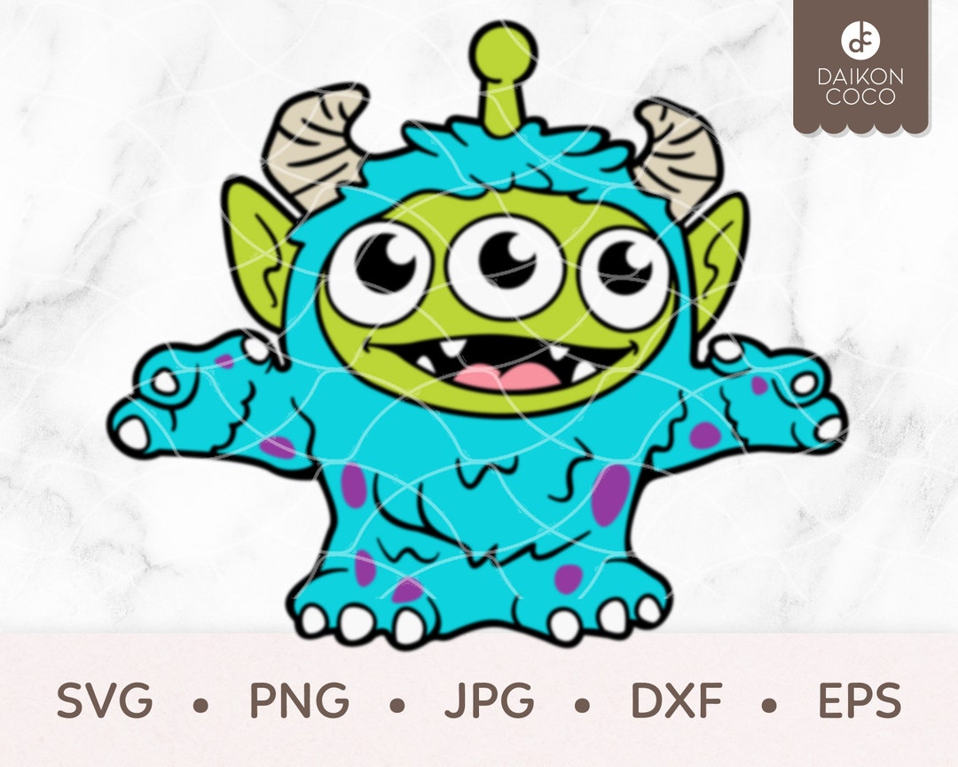 Alien and Sully Remix SVG, Toy Story Alien SVG, Monsters Inc Svg, Sully ...