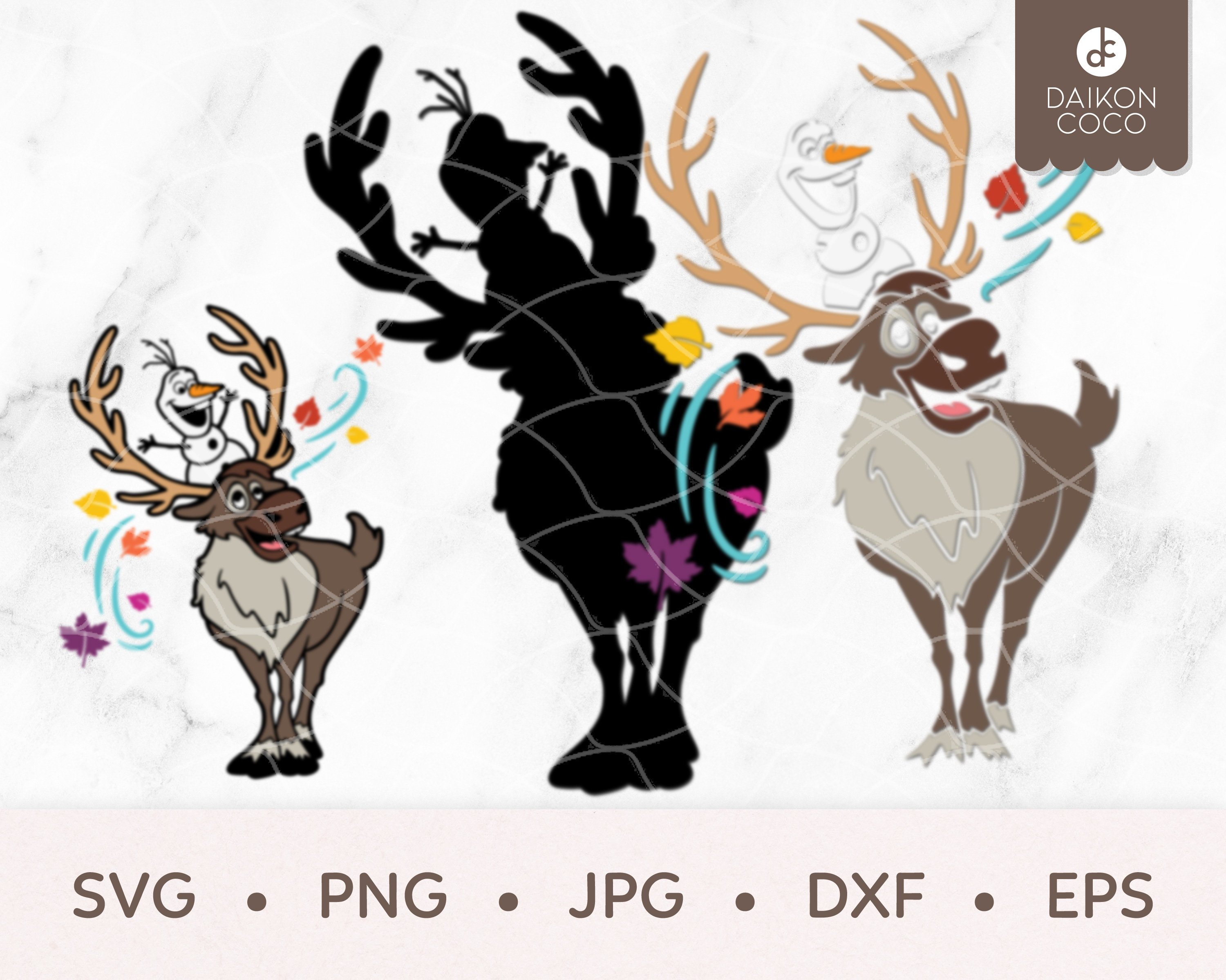 Olaf and Sven SVG Olaf Autumn Leaves SVG Frozen Autumn WInd | Etsy