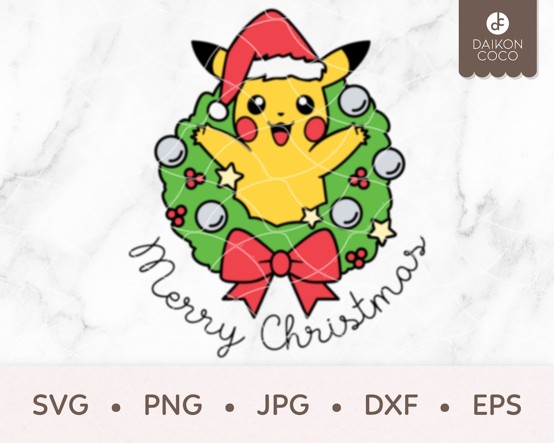 Pikachu Christmas SVG, Pikachu Santa Svg, Pikachu Wreath SVG, Pokemon ...