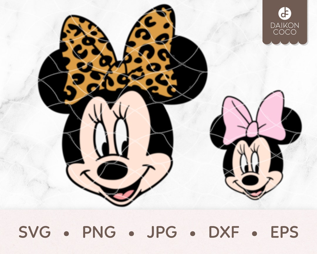 Minnie Leopard & Solid Bow SVG, Mouse SVG, Leopard Print SVG, Svg Png ...