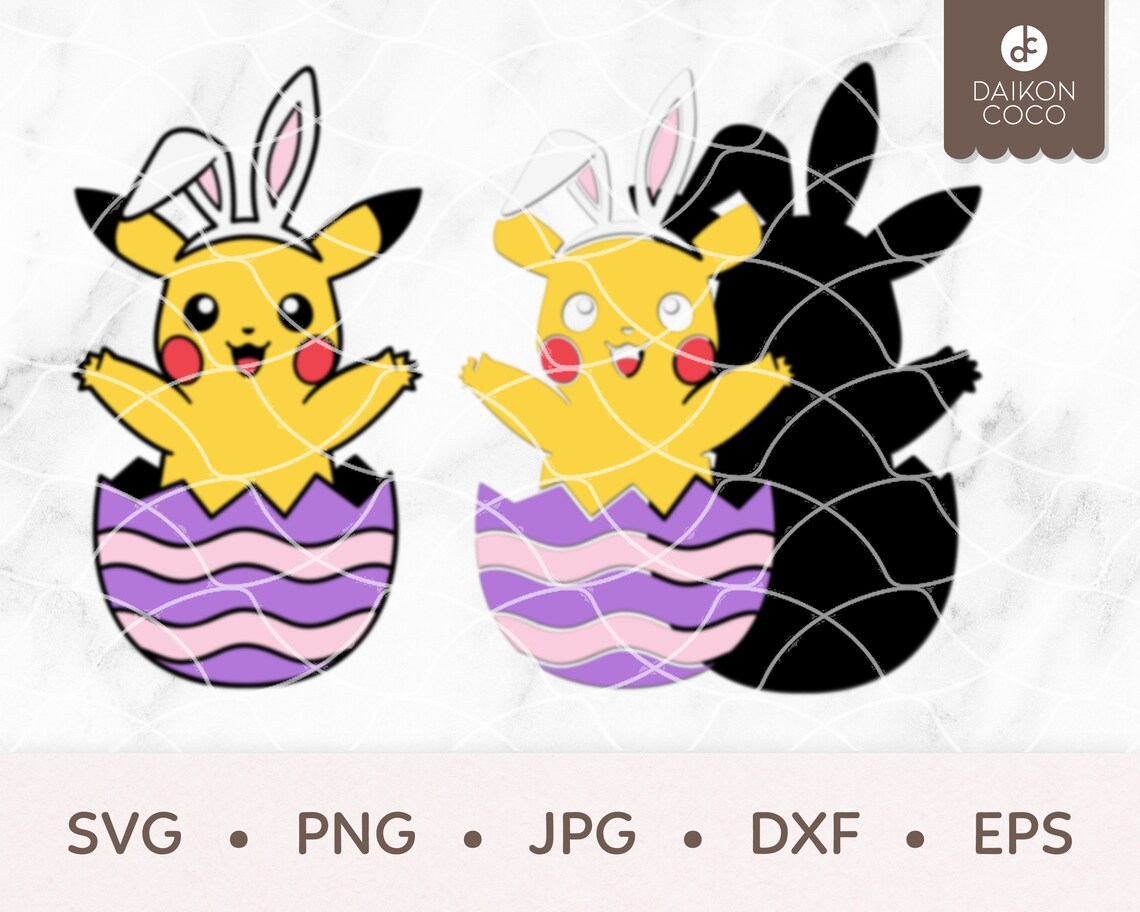 Pikachu Easter SVG, Pikachu Easter Bunny SVG, Pikachu Easter Egg SVG ...