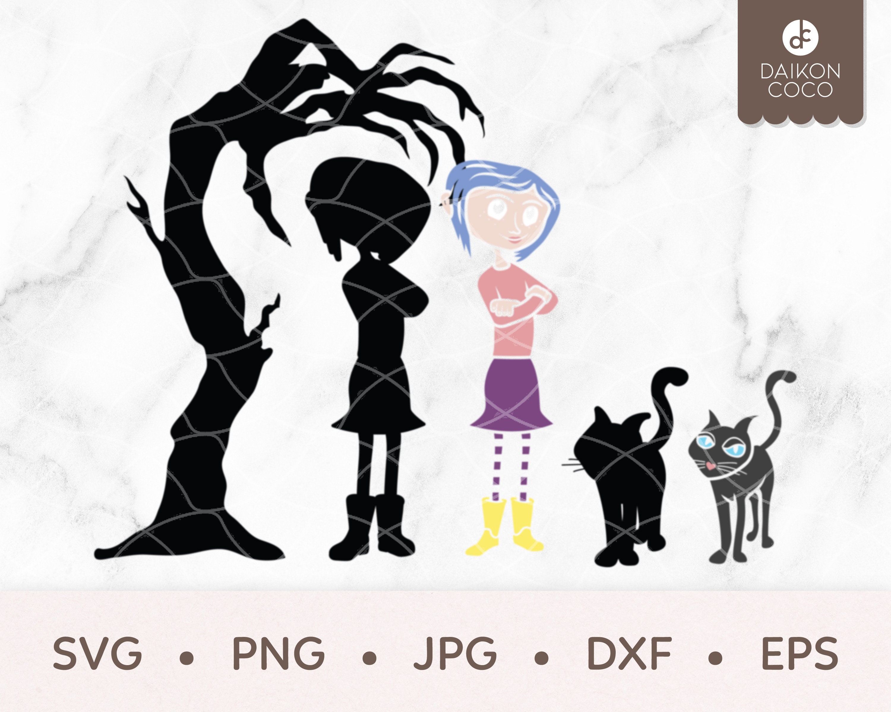 Coraline SVG, Coraline With Cat SVG, Scary Claw Tree, Svg Png Jpg Dxf ...