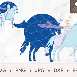 Frozen Elsa and Horse SVG, Elsa and Nokk SVG, Water Spirit Horse SVG ...