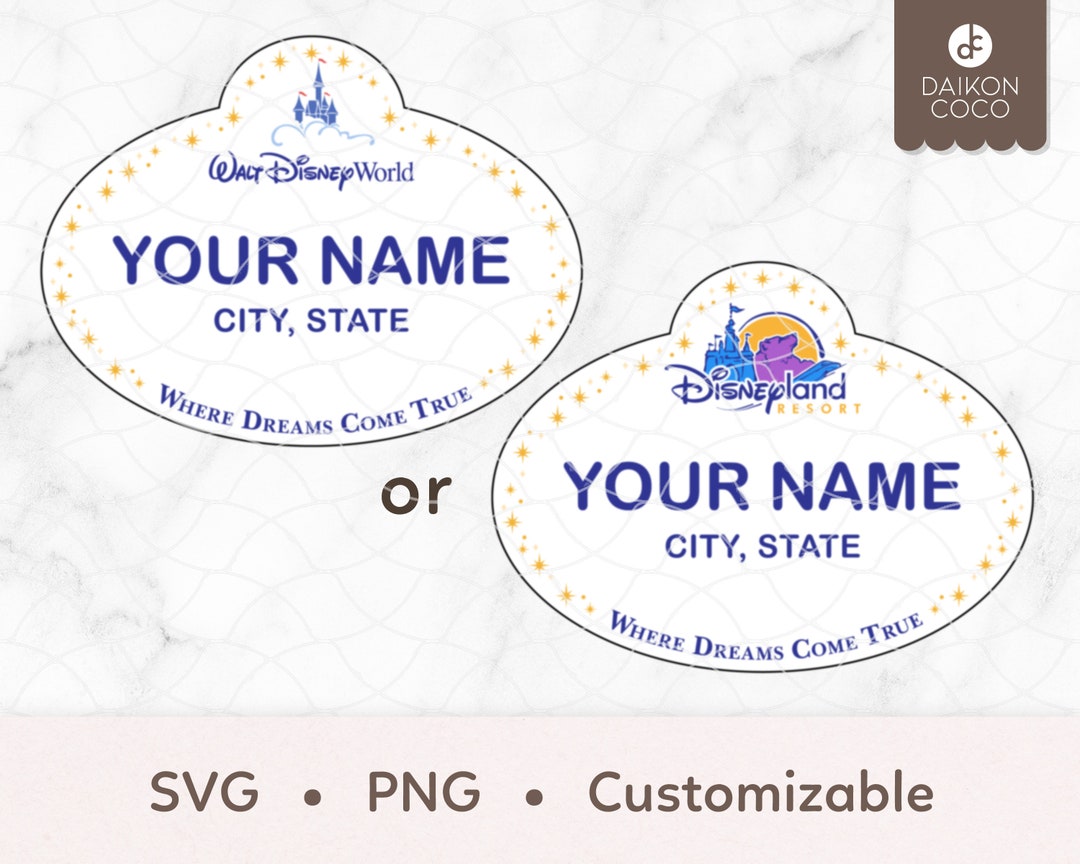 Walt World and DL Theme Park Cast Member Name Tag SVG, Personalized ...