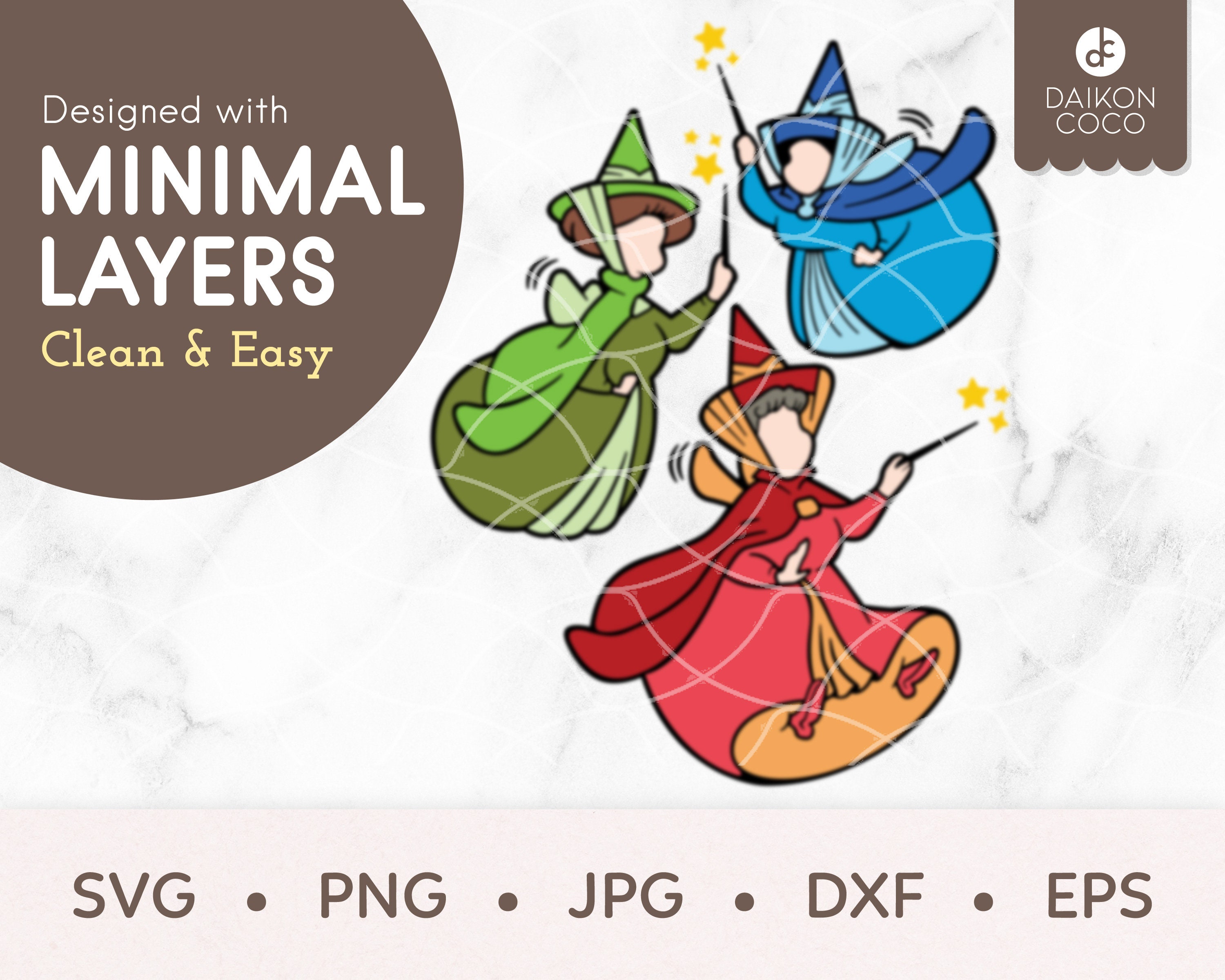 Sleeping Beauty Fairies SVG Flora Fauna Merryweather SVG - Etsy