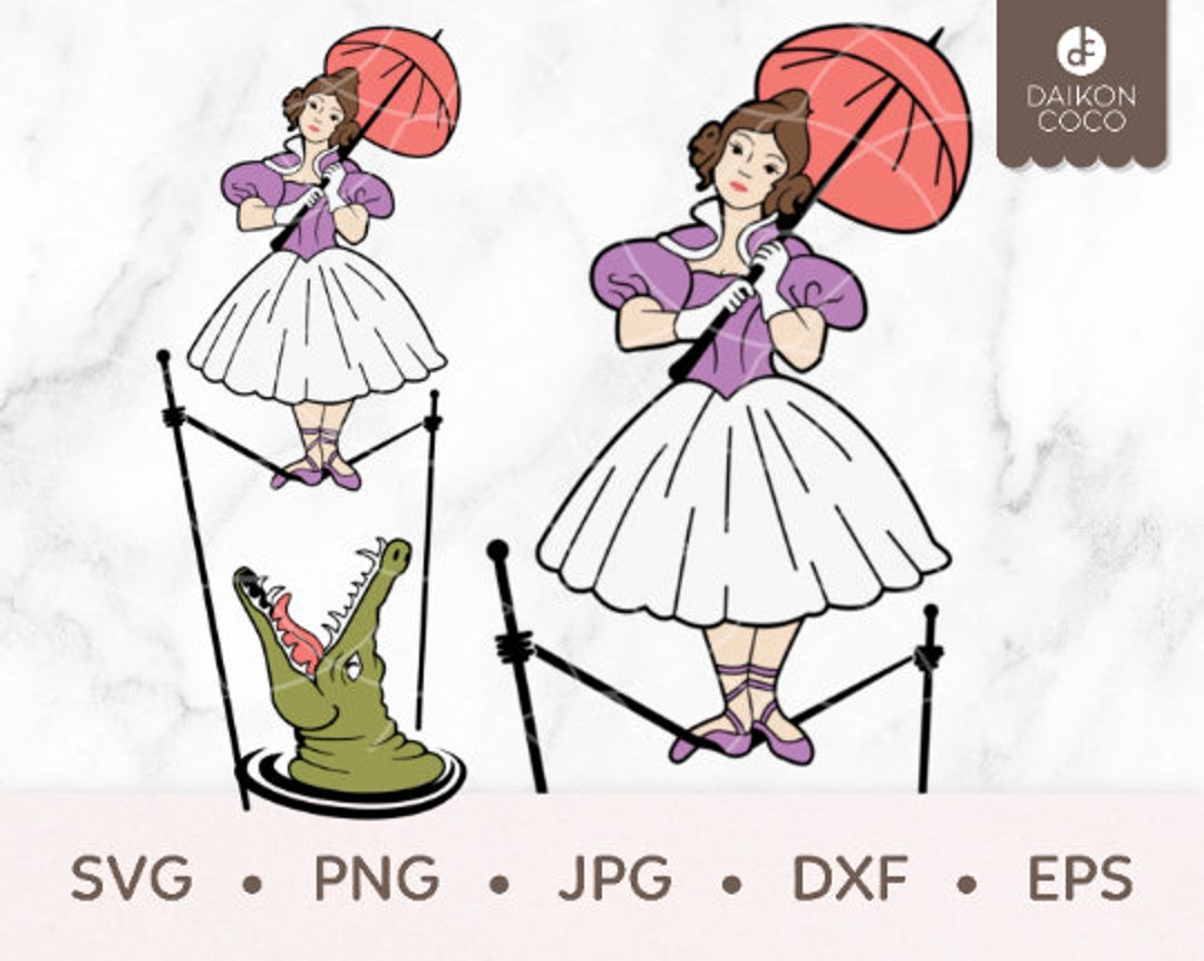 Tightrope Girl SVG, Haunted Mansion Portrait SVG, Tight Rope Alligator ...