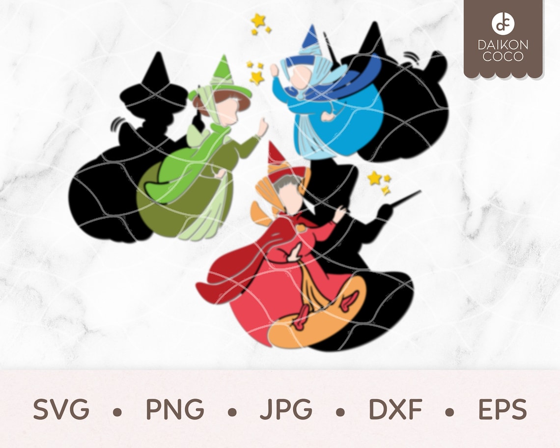 Sleeping Beauty Fairies SVG, Flora, Fauna, Merryweather SVG, Sleeping ...
