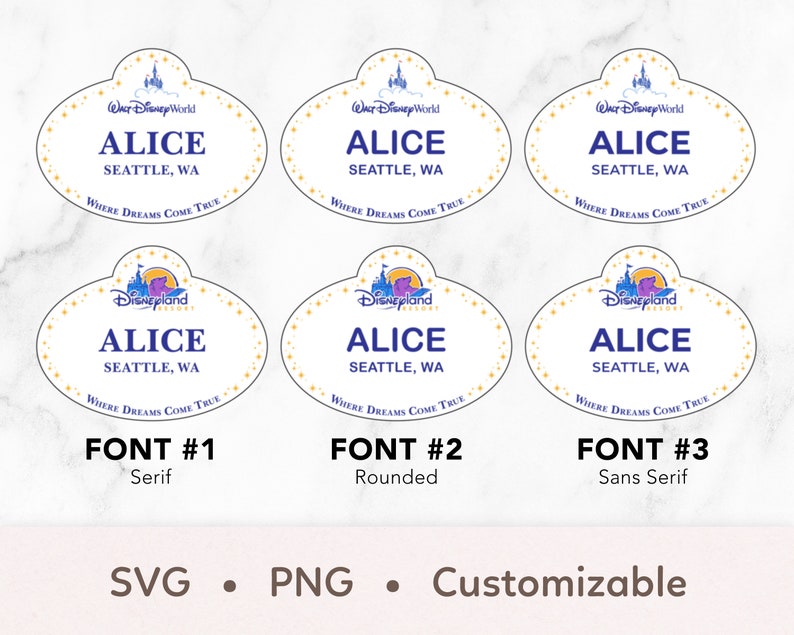 Walt World and DL Theme Park Cast Member Name Tag SVG, Personalized ...