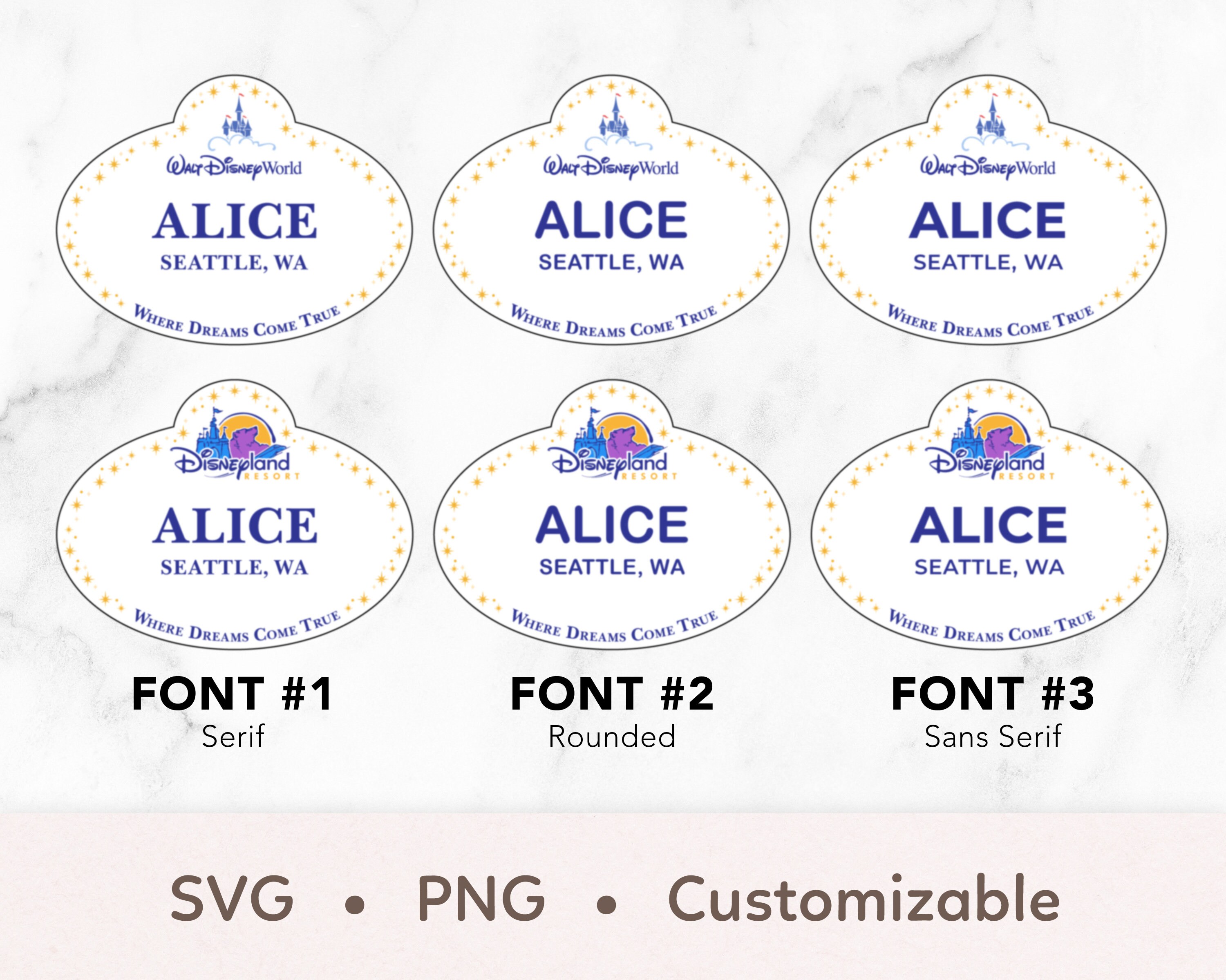 Walt World and DL Theme Park Cast Member Name Tag SVG, Personalized ...