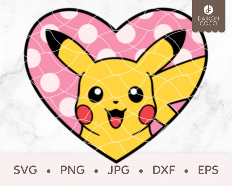 Pikachu Valentine SVG, Pikachu Heart SVG, Polka Dot Heart, Love, Svg ...