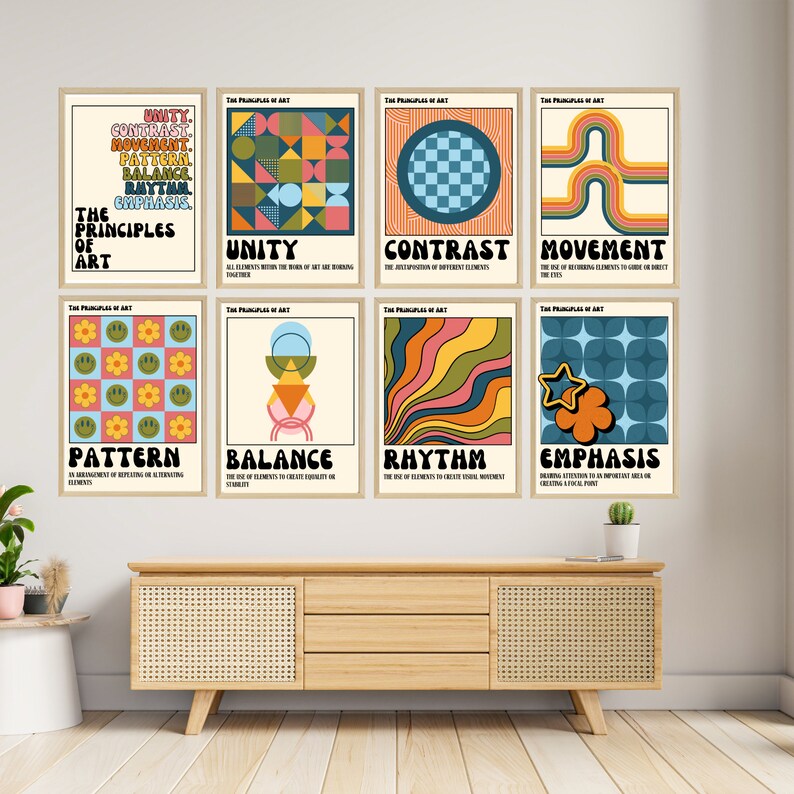 Retro Principles of Art Poster Set - Etsy