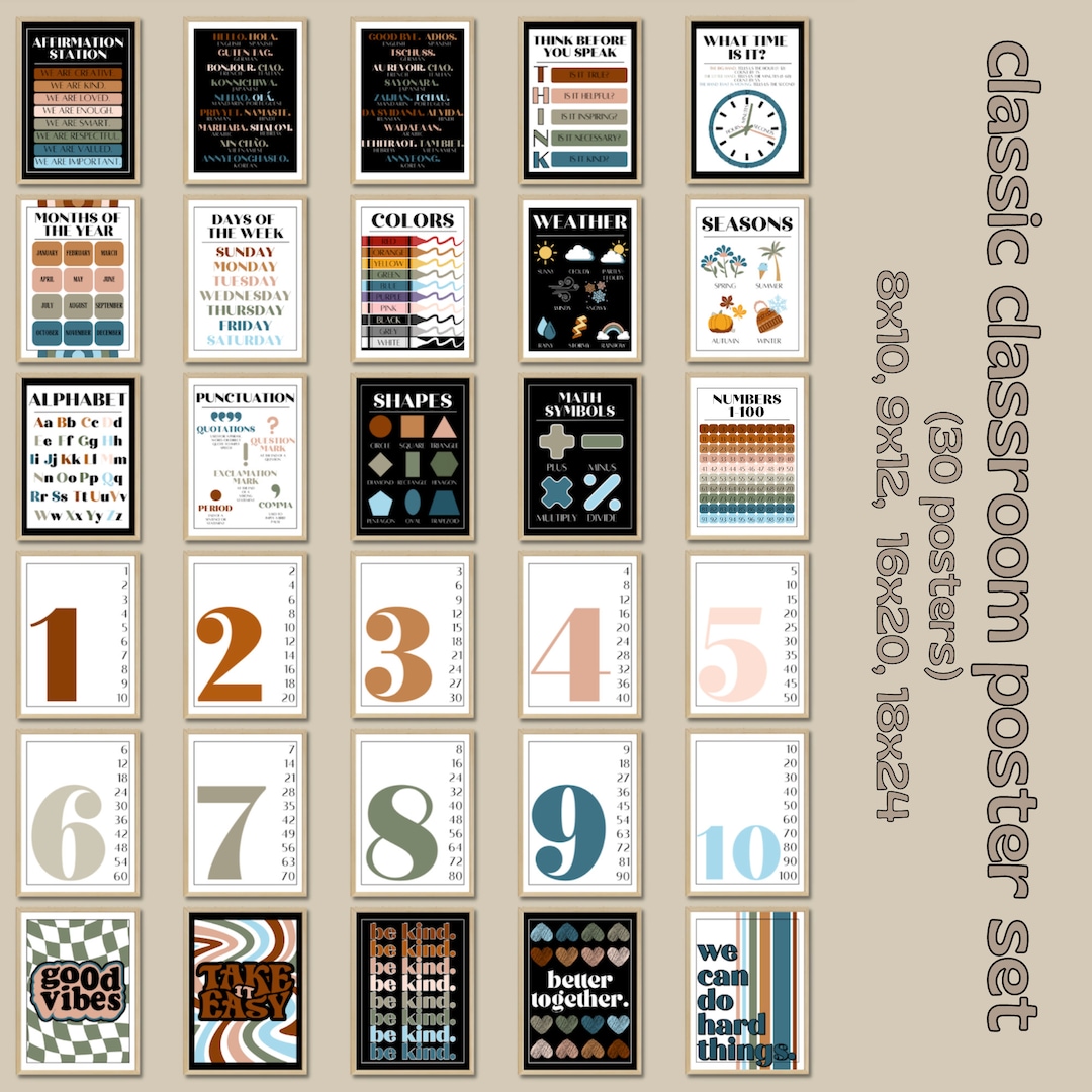 Classic Classroom Poster Set - Etsy