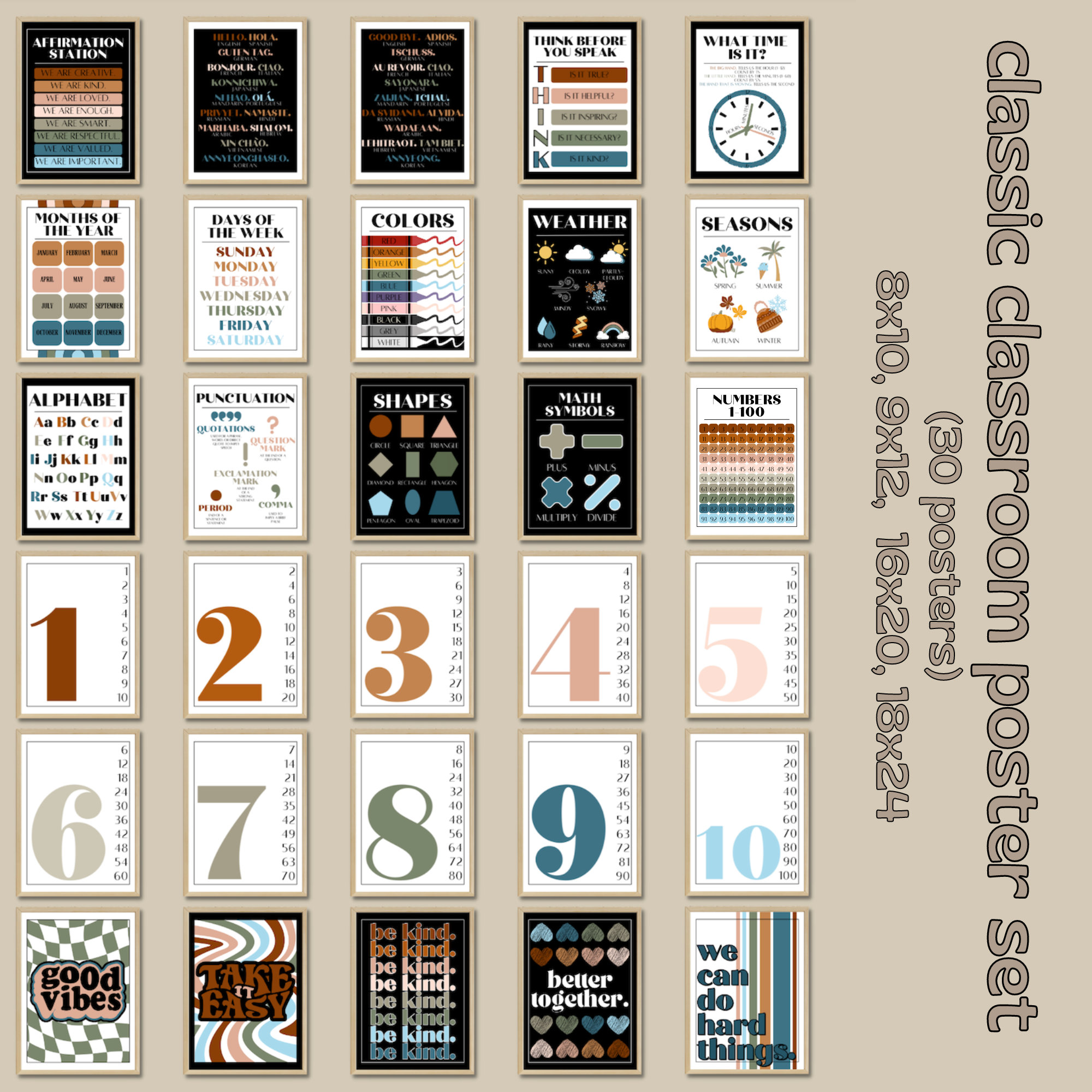 Classic Classroom Poster Set - Etsy
