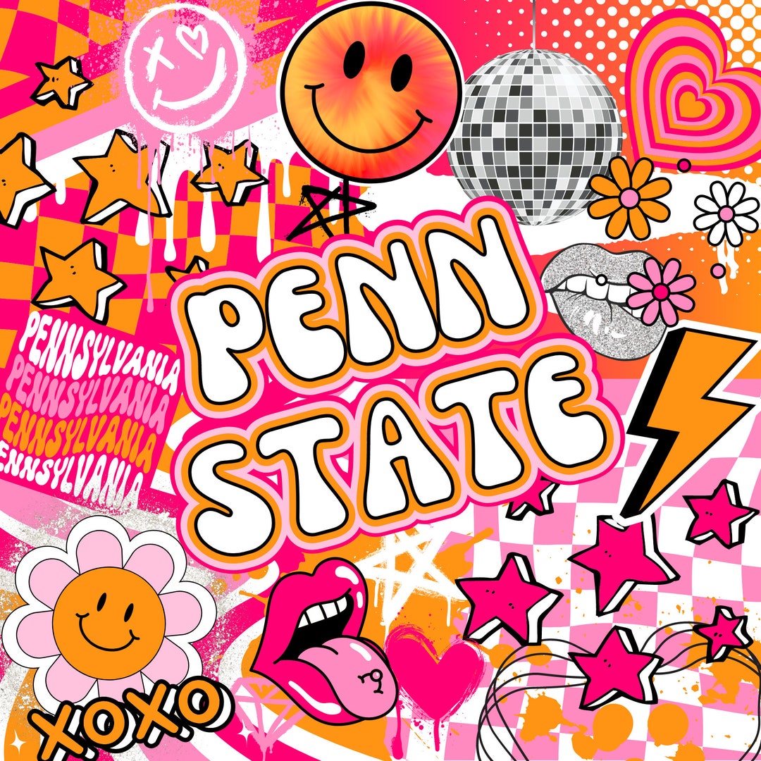 Set for Jo Penn State Collage Print Pink and Orange - Etsy