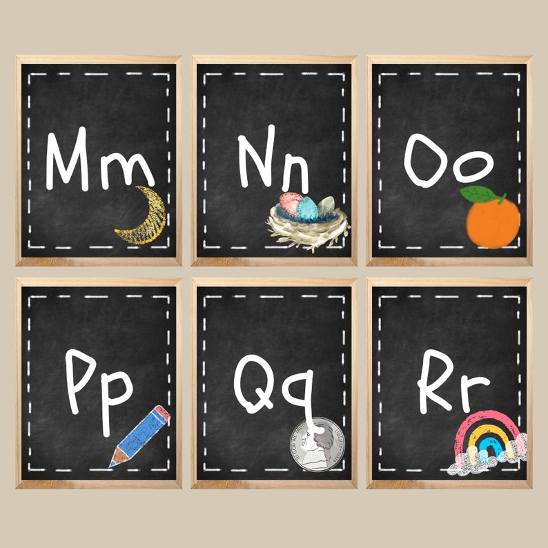 Chalkboard Alphabet Poster Set - Etsy