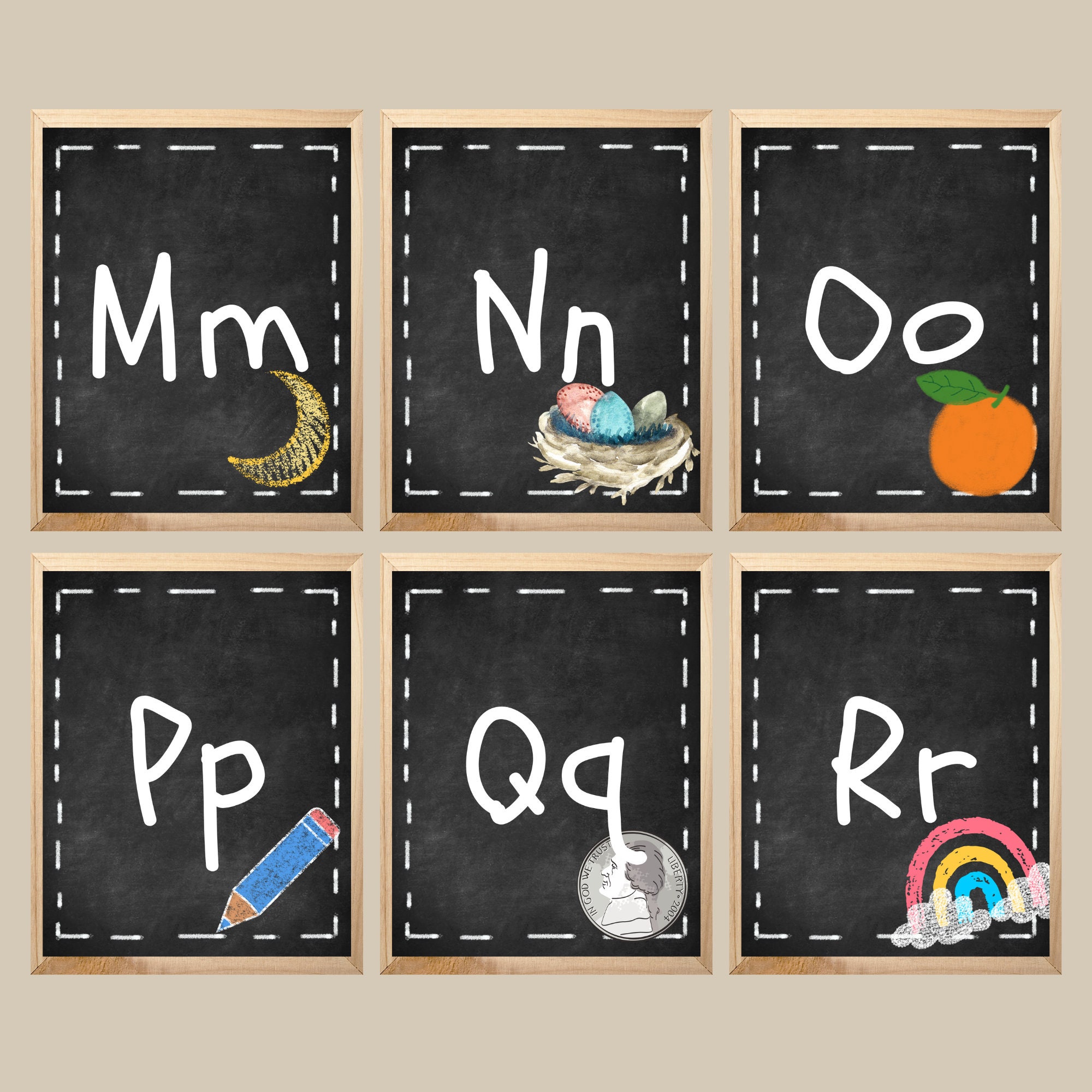 Chalkboard Alphabet Poster Set - Etsy