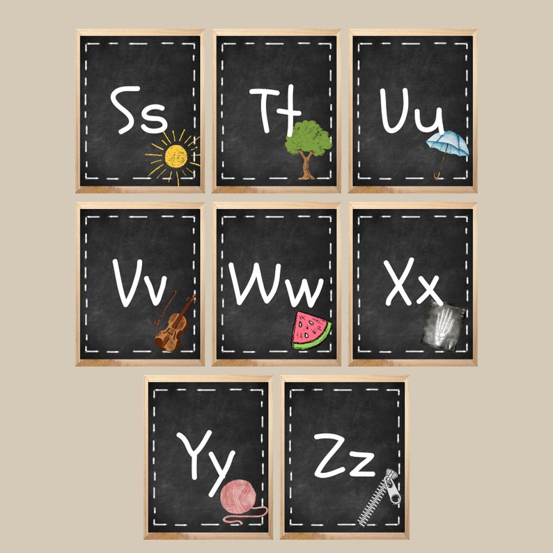 Chalkboard Alphabet Poster Set - Etsy