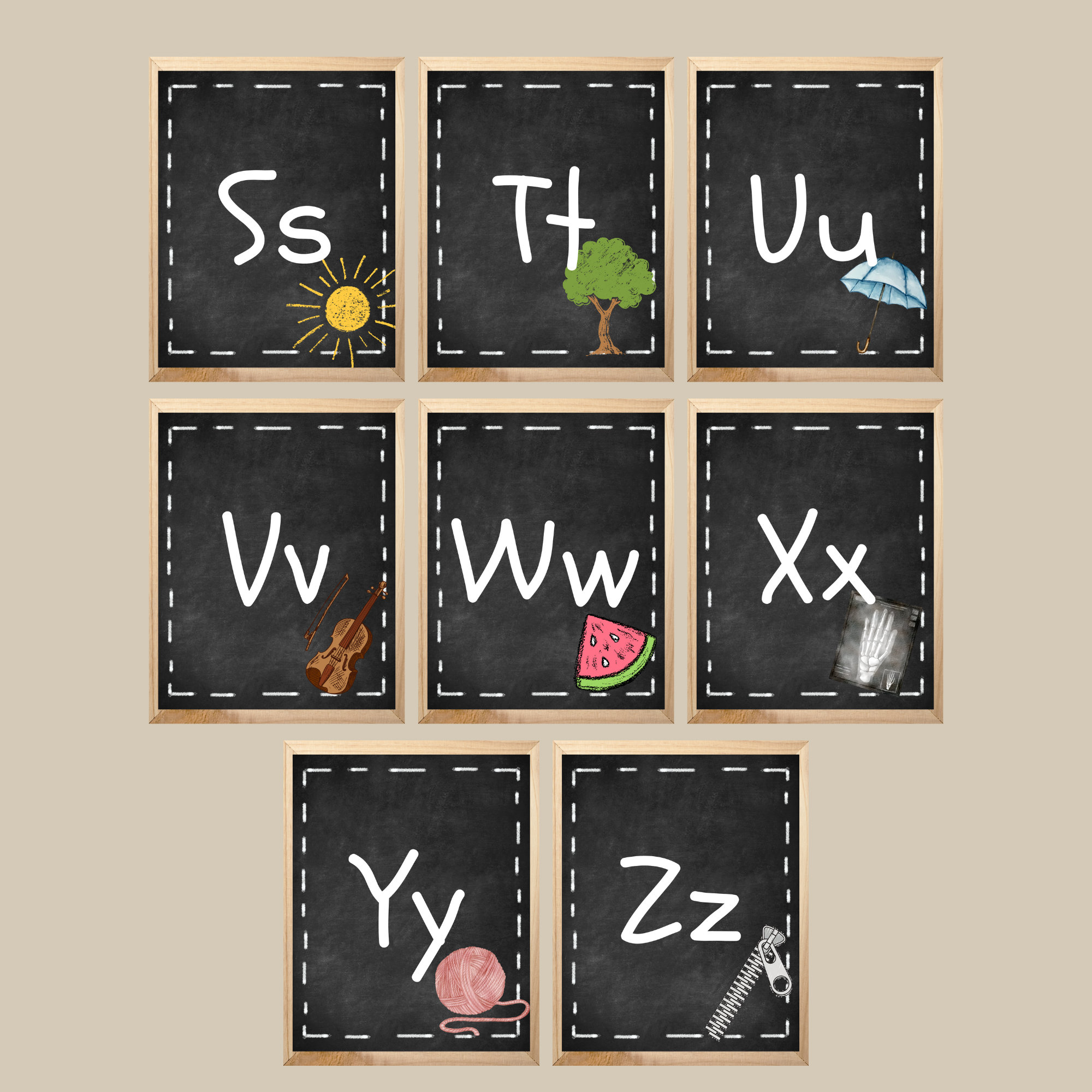 Chalkboard Alphabet Poster Set - Etsy
