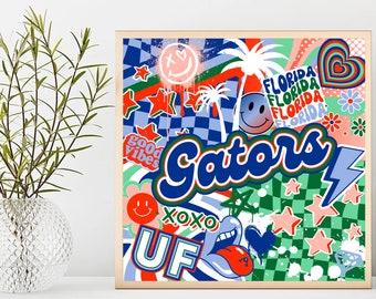 University of Florida Go Gators Print / UF Wall Art Poster, Decor, Hand ...