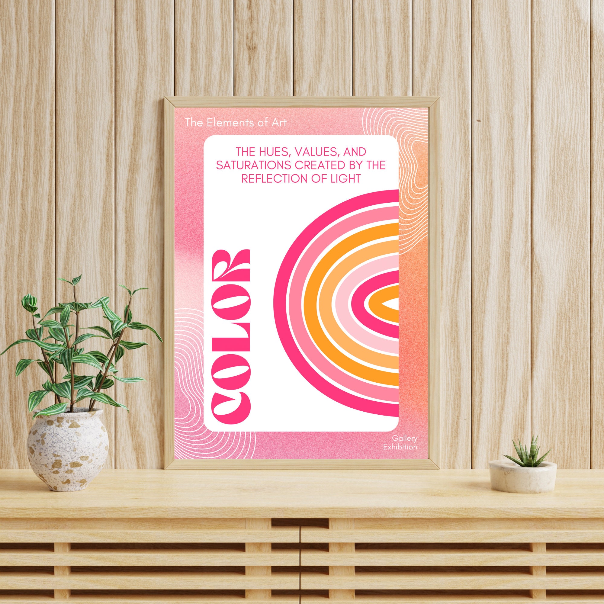 Pink and Orange Theme Elements of Art Poster Set - Etsy