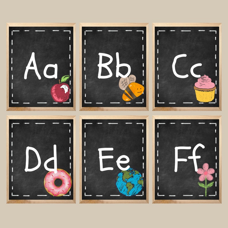 Chalkboard Alphabet Poster Set - Etsy