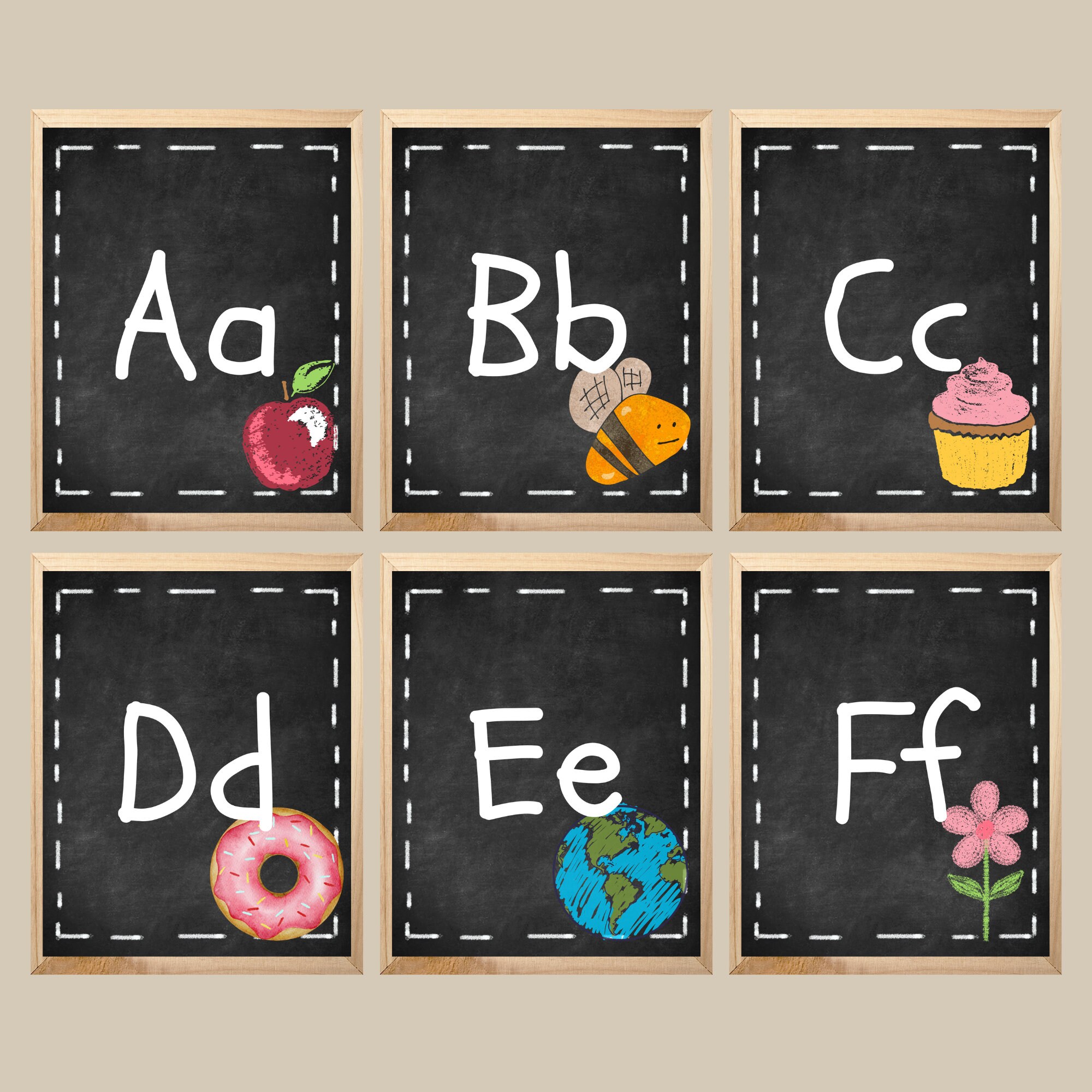 Chalkboard Alphabet Poster Set - Etsy
