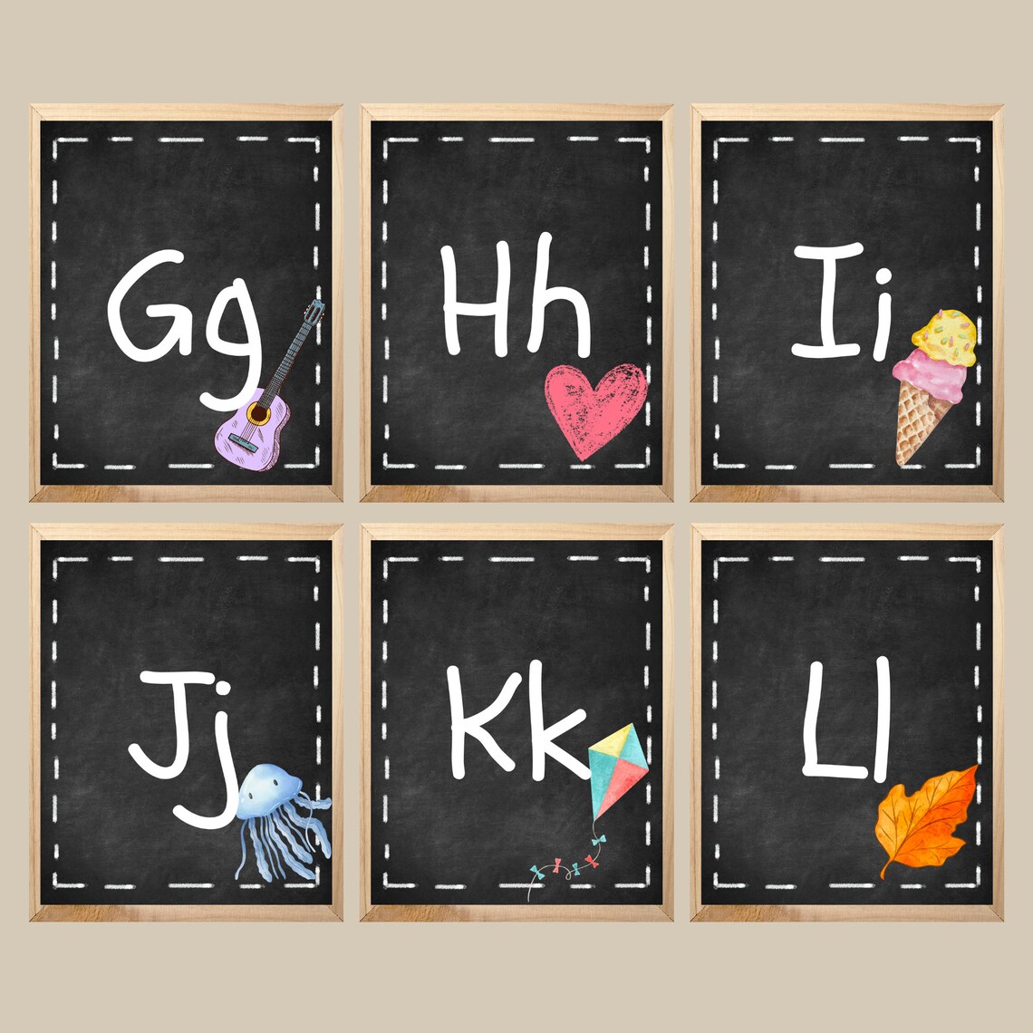 Chalkboard Alphabet Poster Set - Etsy