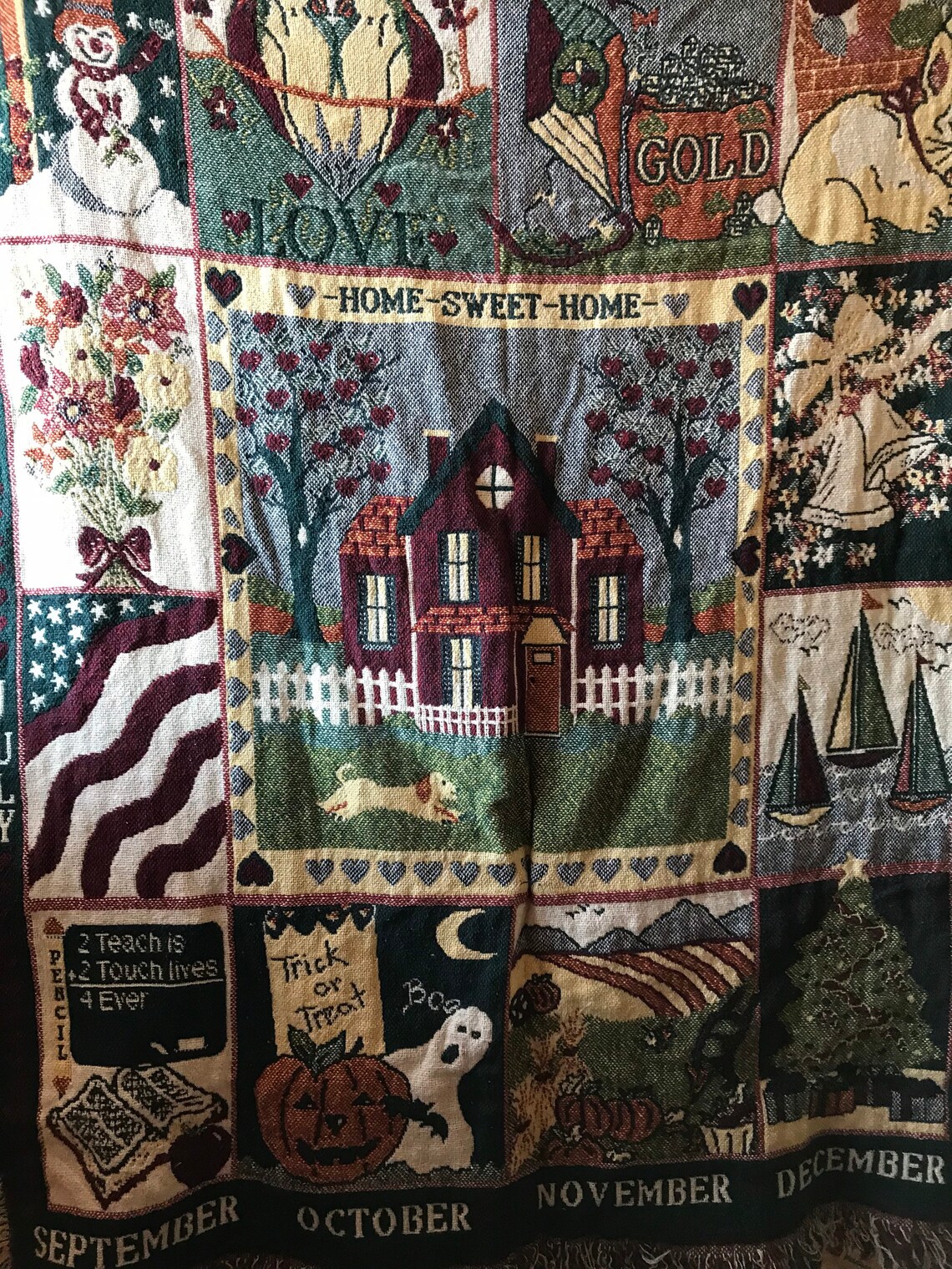 12 Month Holiday Calendar Blanket Throw Christmas Easter Valentines ...