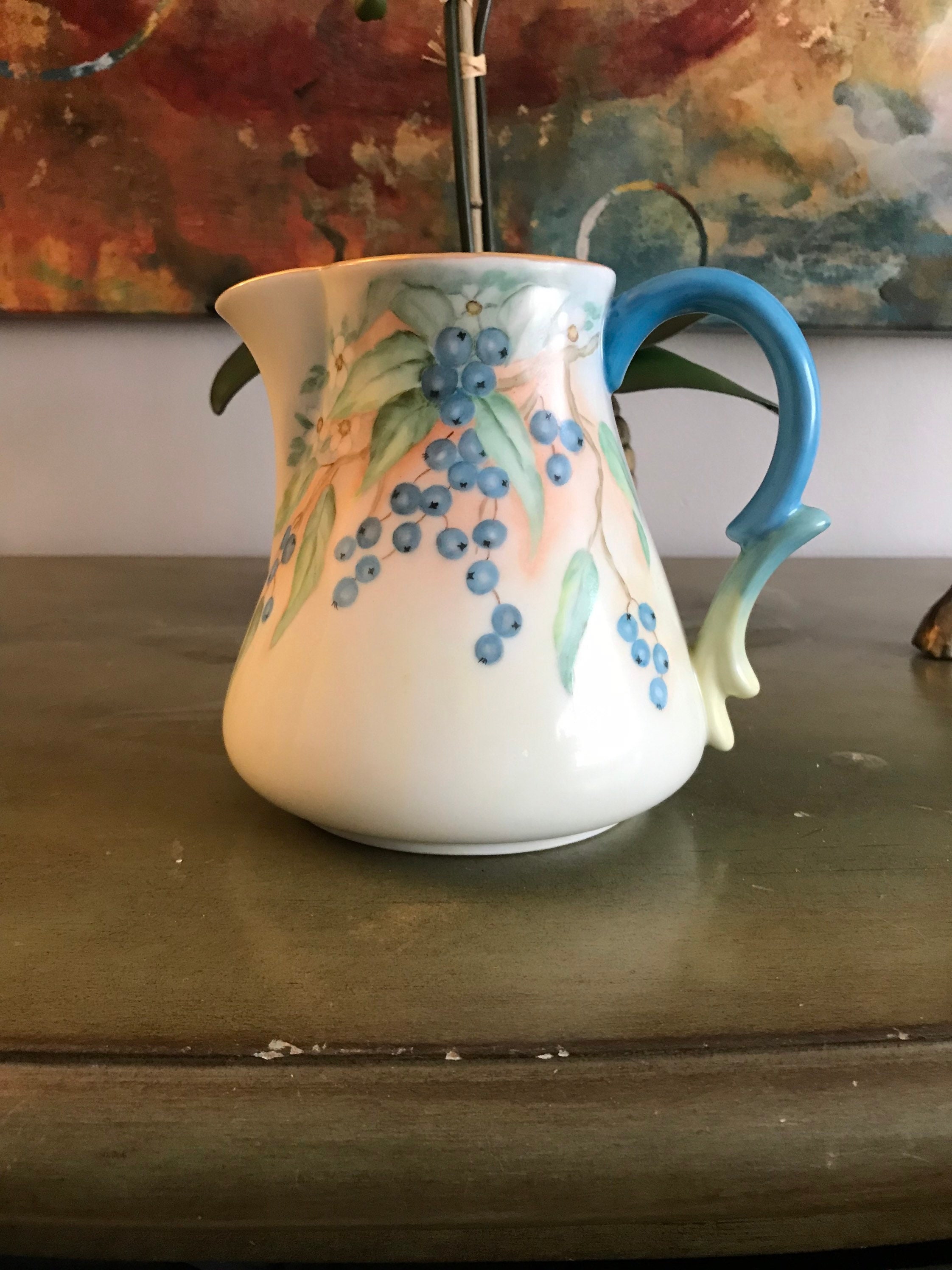 60s Vintage Hand Painted Creamer Pitcher Signed 1967 Blueberry - Etsy