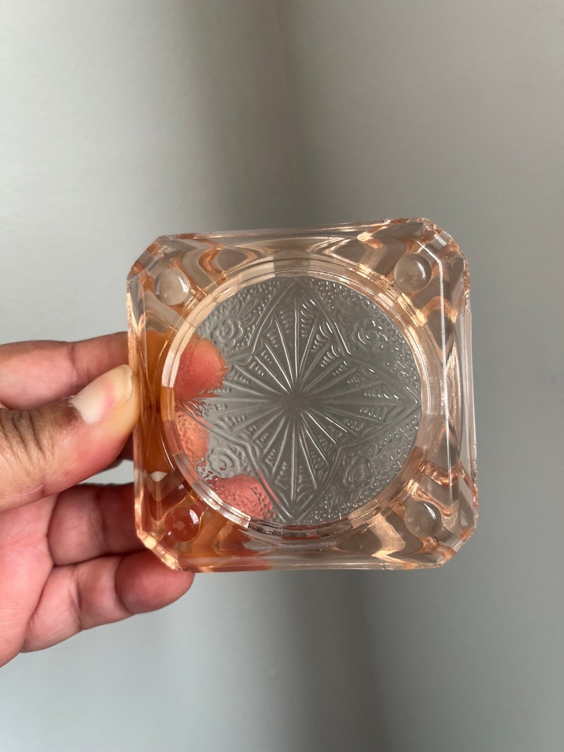 Vintage Depression Glass Ashtray Peach/pink Color/ Vintage Glass ...