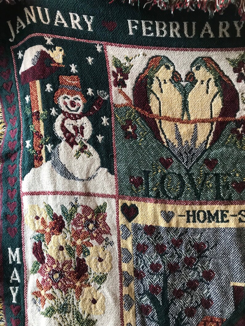 12 Month Holiday Calendar Blanket Throw Christmas Easter Valentines ...