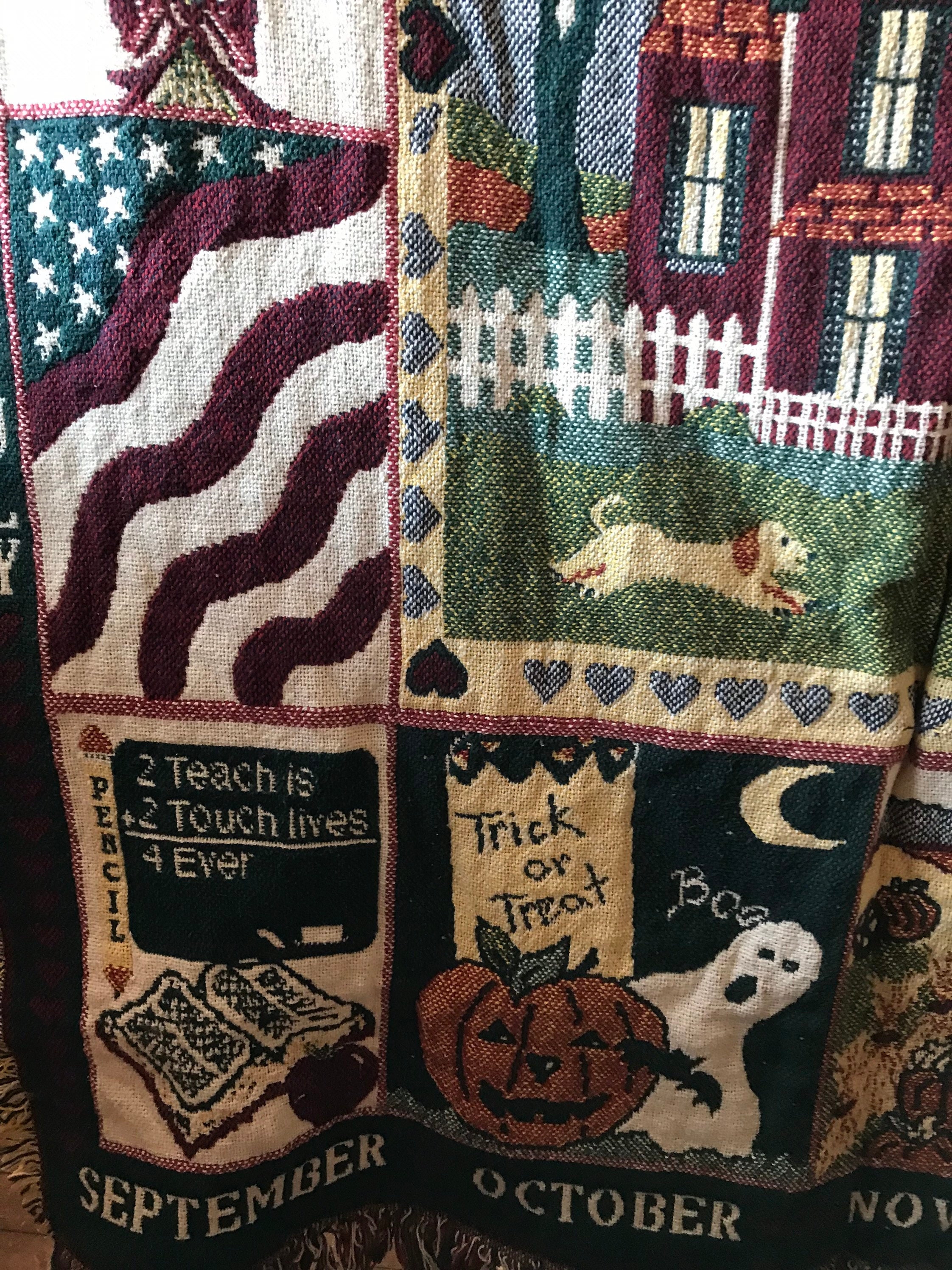 12 Month Holiday Calendar Blanket Throw Christmas Easter Valentines ...