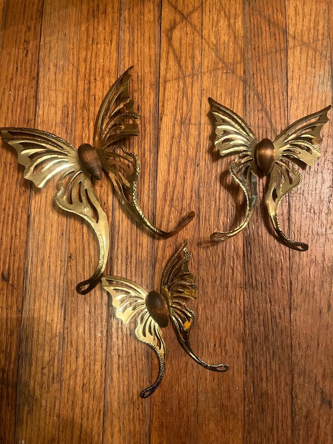 Vintage Brass Butterfly Wall Hanging Set/ Butterfly/ Butterflies/ MCM ...