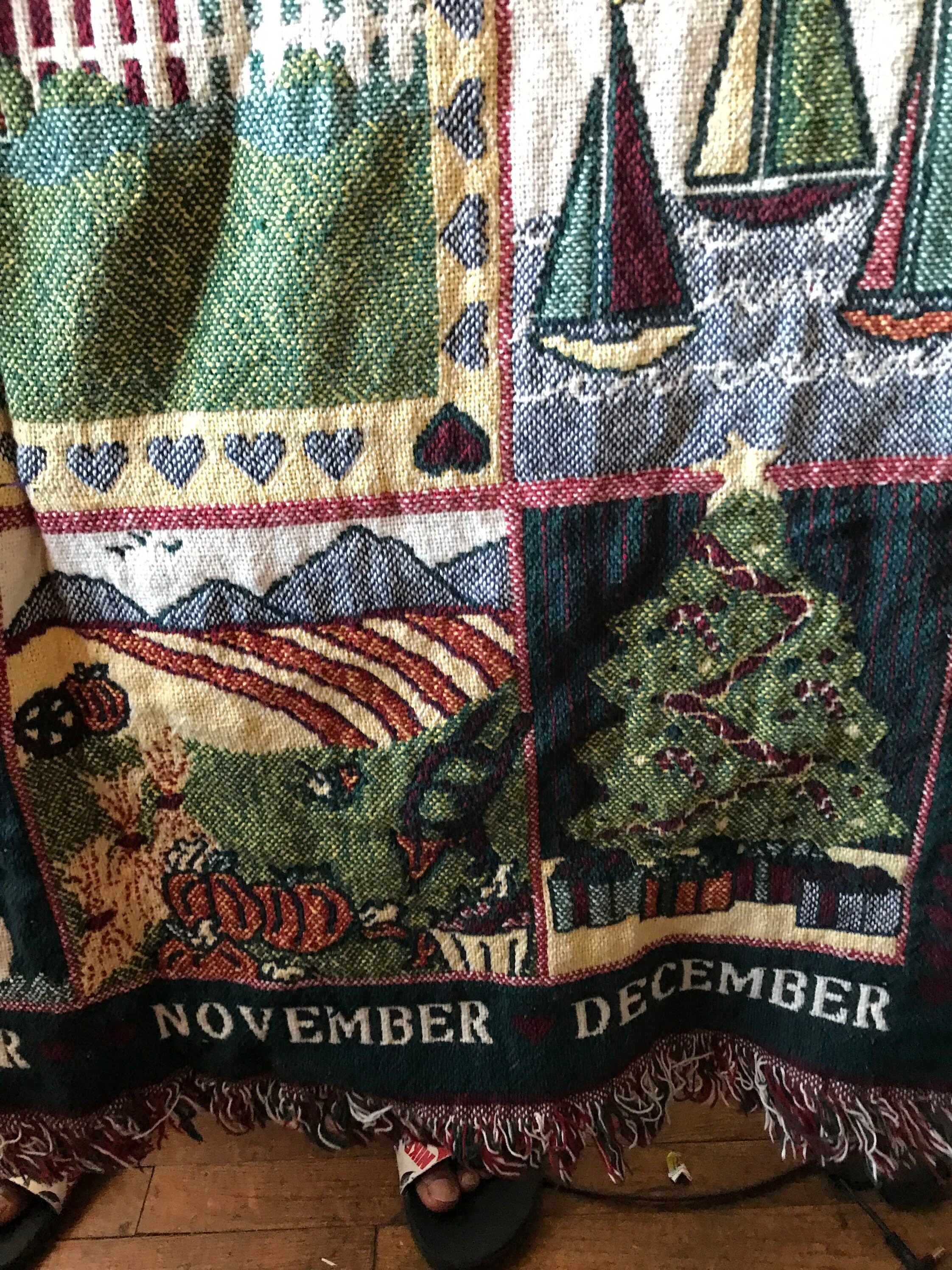 12 Month Holiday Calendar Blanket Throw Christmas Easter Valentines ...