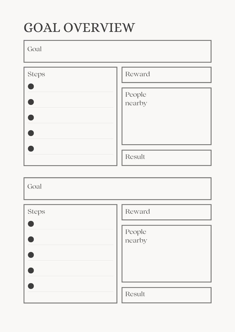 Goal Planner Template | Minimalist - Etsy