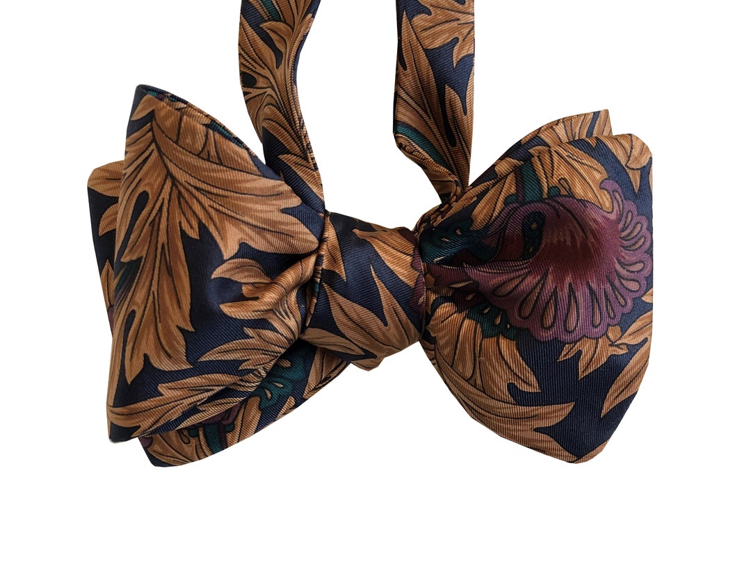 Silk Bow Tie Autumn Leaves Gold Bow Tie One of a Kind - Etsy