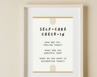 Self-care Check-in Print - Mental Health - School Psychologist Office ...
