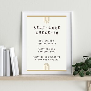 Self-care Check-in Print - Mental Health - School Psychologist Office ...