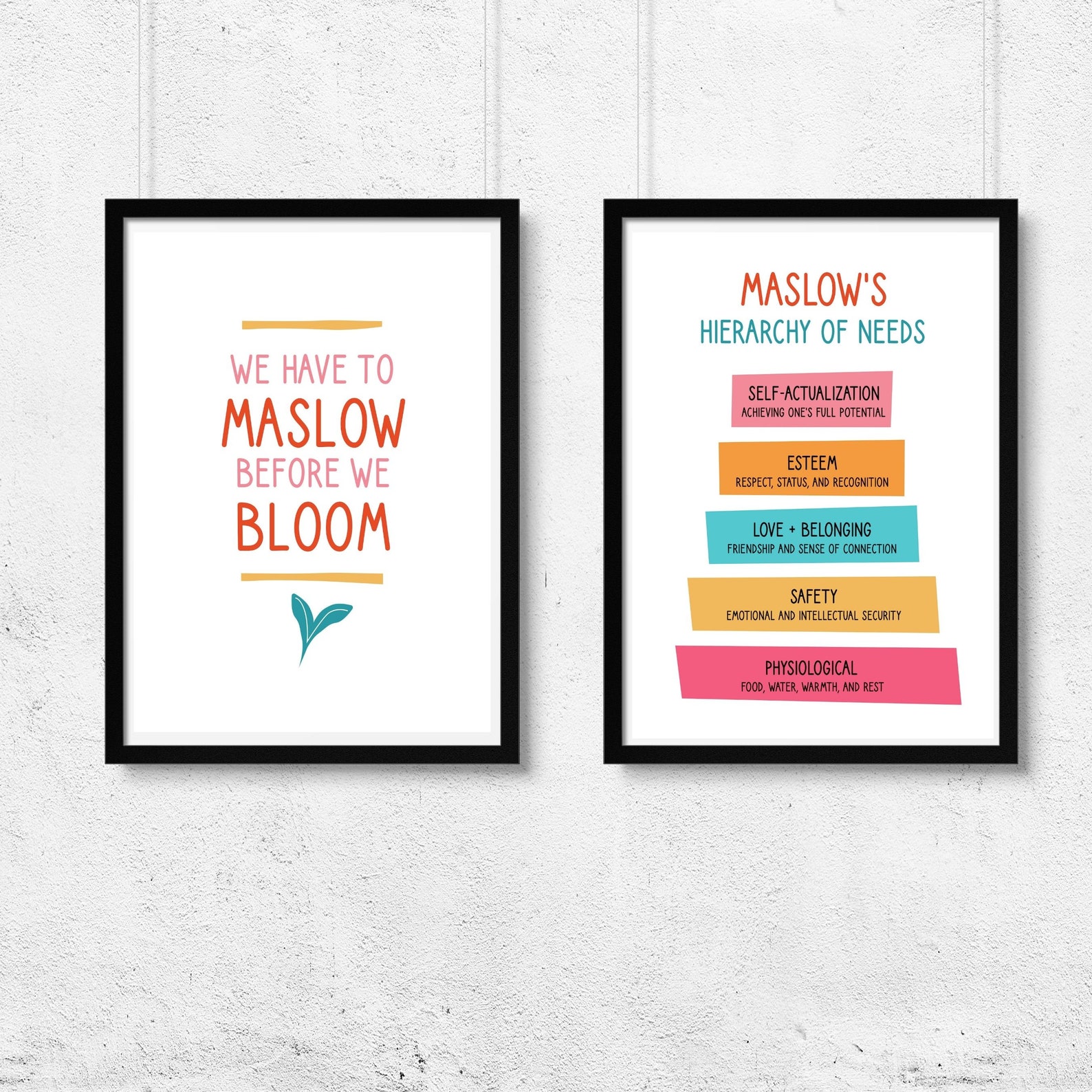 Maslow Print Set- Maslow's Hierarchy of Needs Print- Maslow Before ...