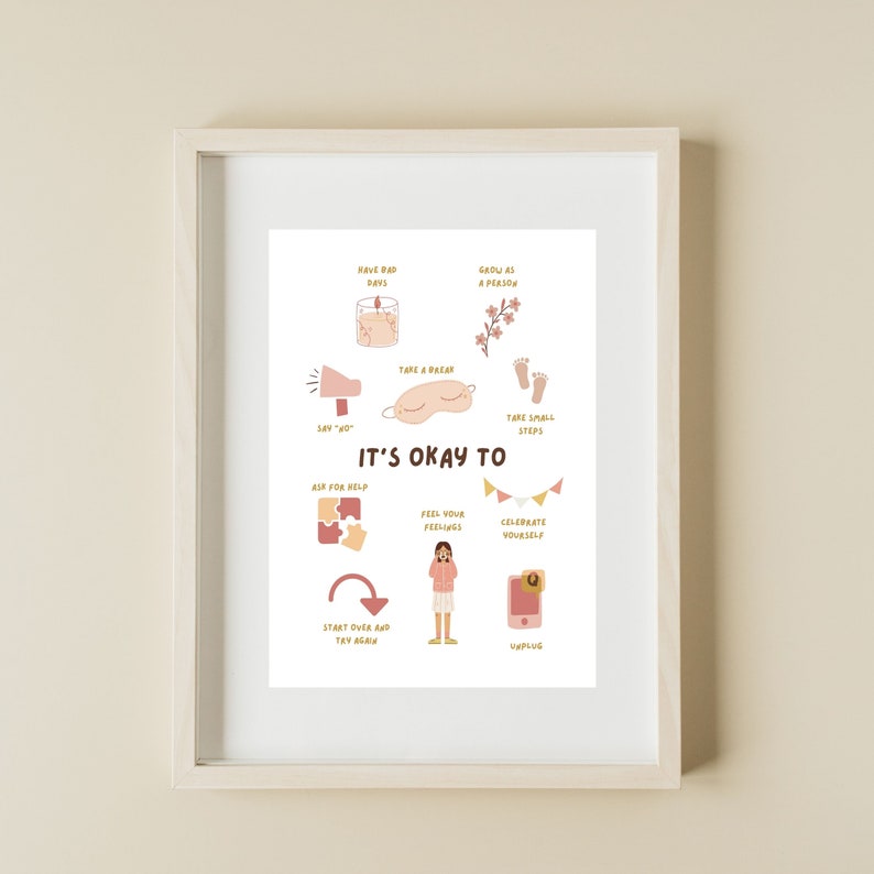 It's Okay to Print- Self Care Reminder- Mental Health Poster- Self Love ...