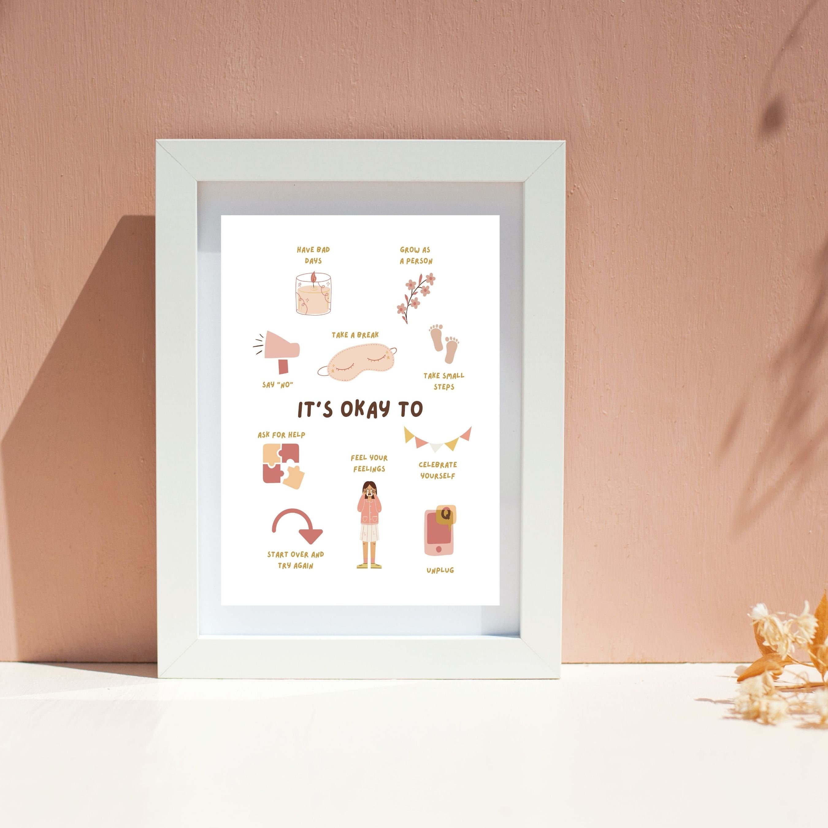 It's Okay to Print- Self Care Reminder- Mental Health Poster- Self Love ...