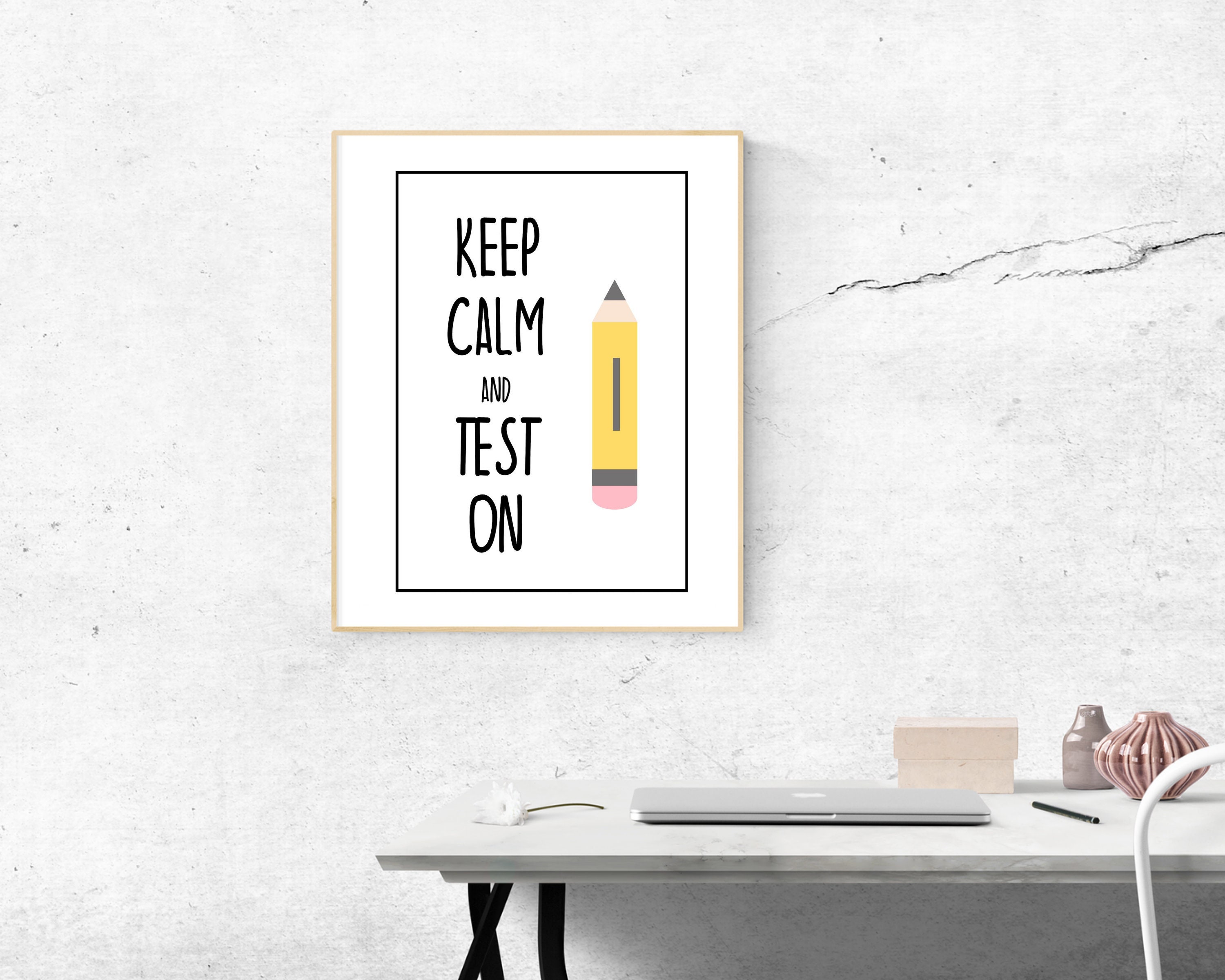 Keep Calm And Test On Print School Psychologist Office Decor | Etsy