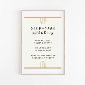 Self-care Check-in Print - Mental Health - School Psychologist Office ...