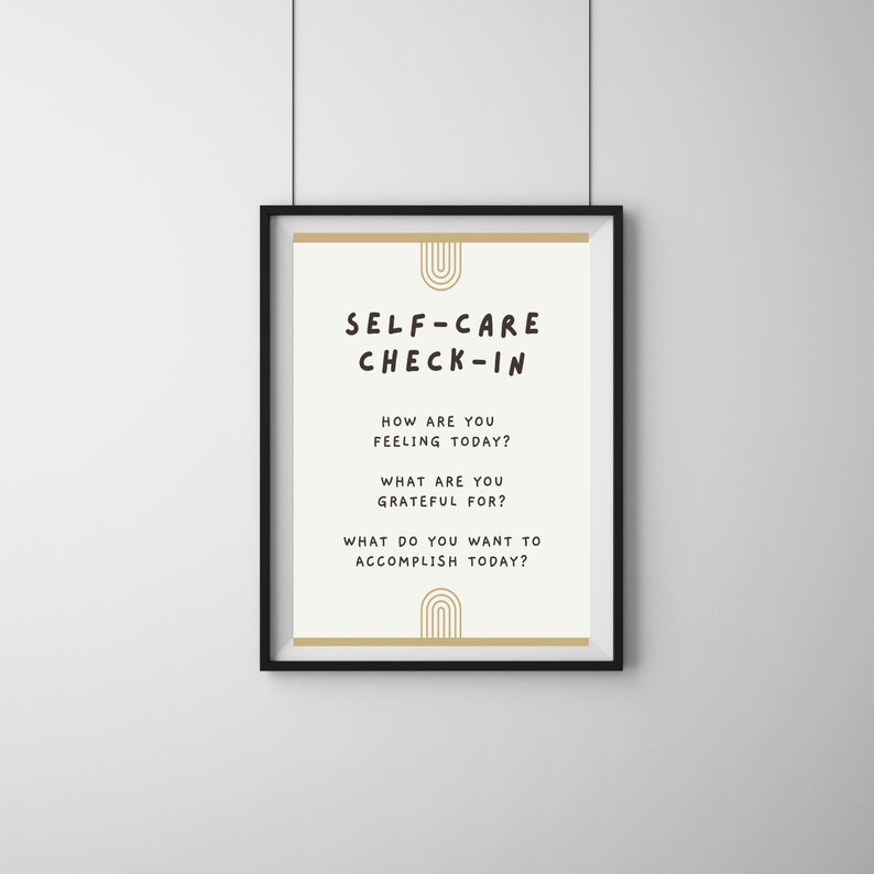 Self-care Check-in Print - Mental Health - School Psychologist Office ...