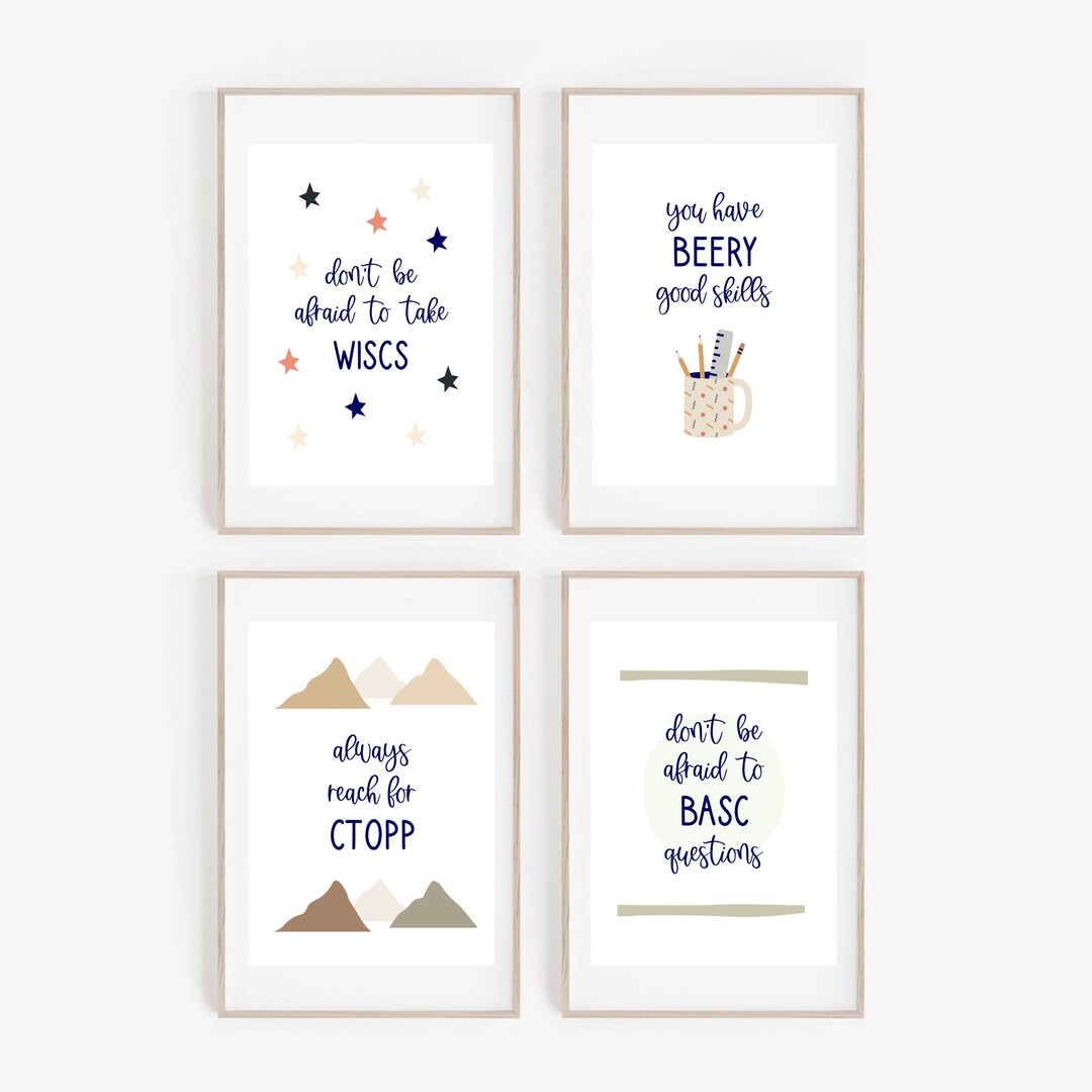 Set of 4 Test Kit Prints Bundle - School Psychologist Print Set ...