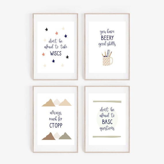 Set of 4 Test Kit Prints Bundle School Psychologist Print | Etsy