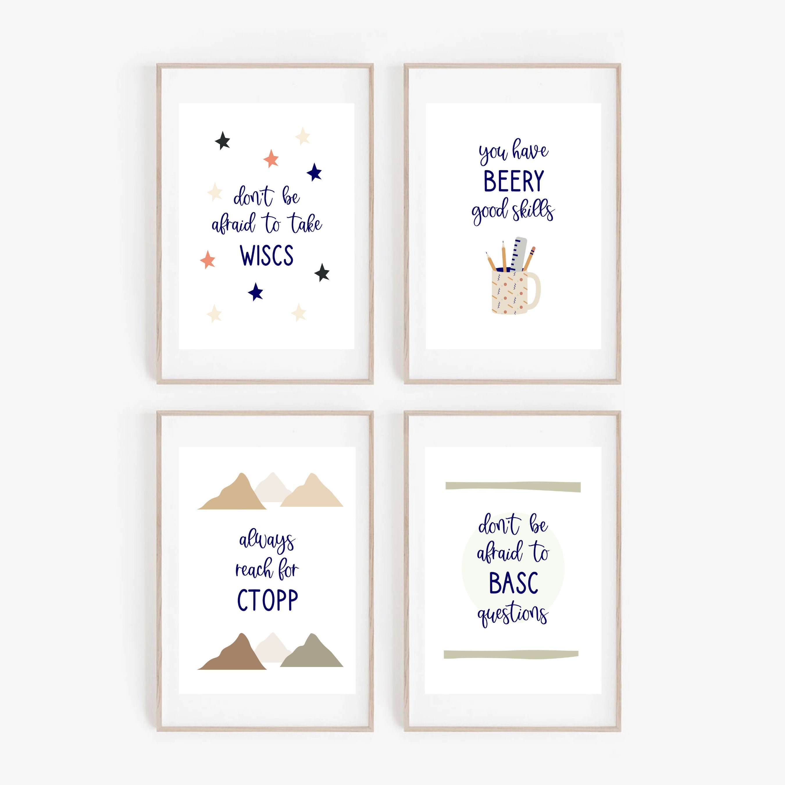 Set of 4 Test Kit Prints Bundle School Psychologist Print | Etsy