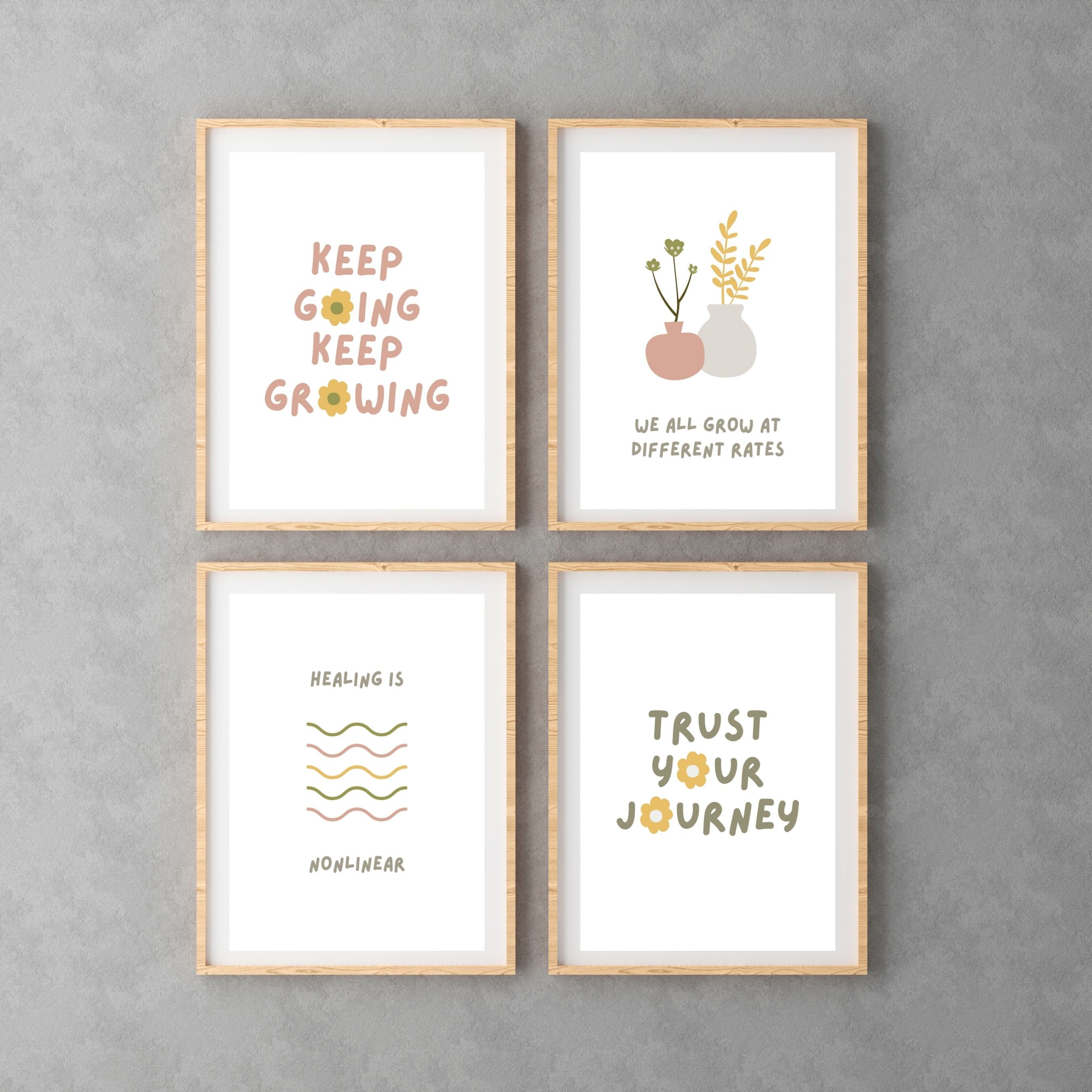 Set of 4 Growth Print Set - School Psychologist Counselor Prints ...