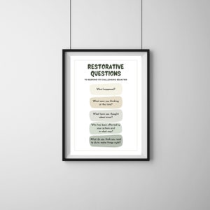 Restorative Justice Questions Print- SEL School Psychologist School ...